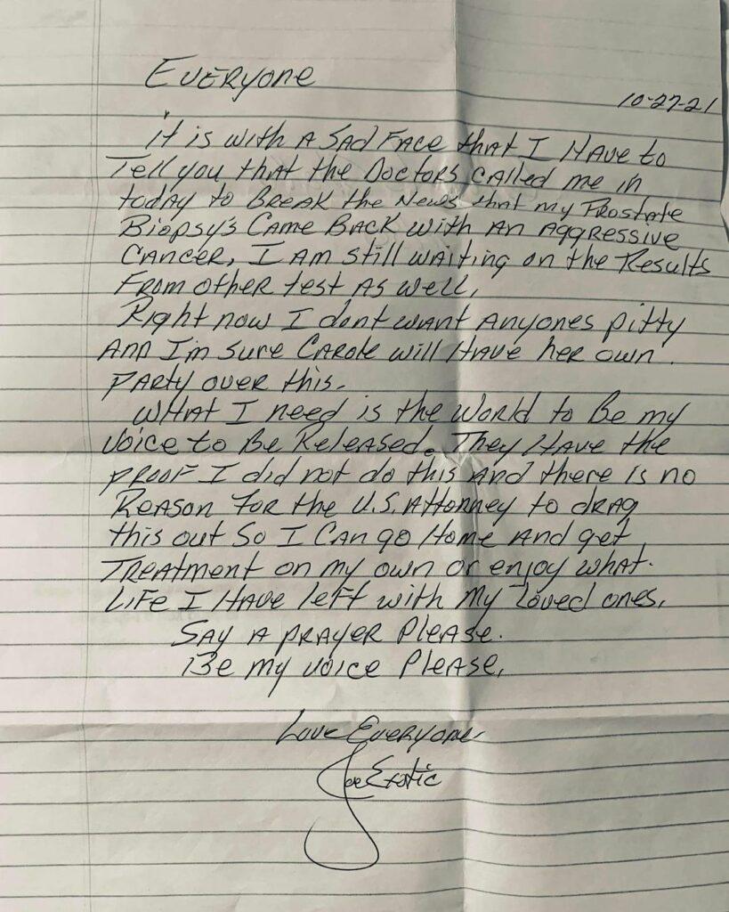 'Tiger King 2' Star Joe Exotic Diagnosed With 'Aggressive' Prostate Cancer