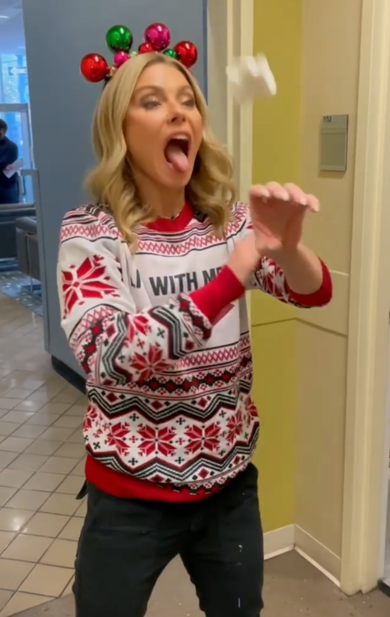 Kelly Ripa Licks Whipped Cream Off Herself In Holiday Party Shenanigans