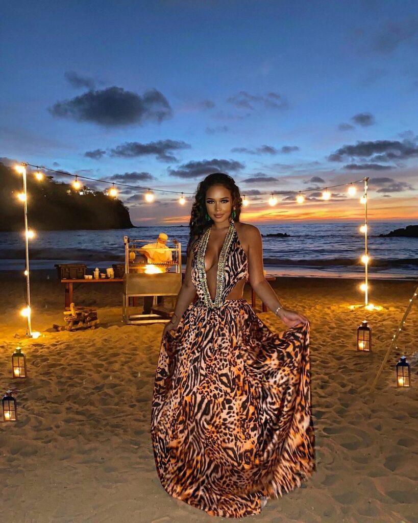 Tristan Thompson's Ex Jordan Craig Ditches Bra In Low-Cut Dress