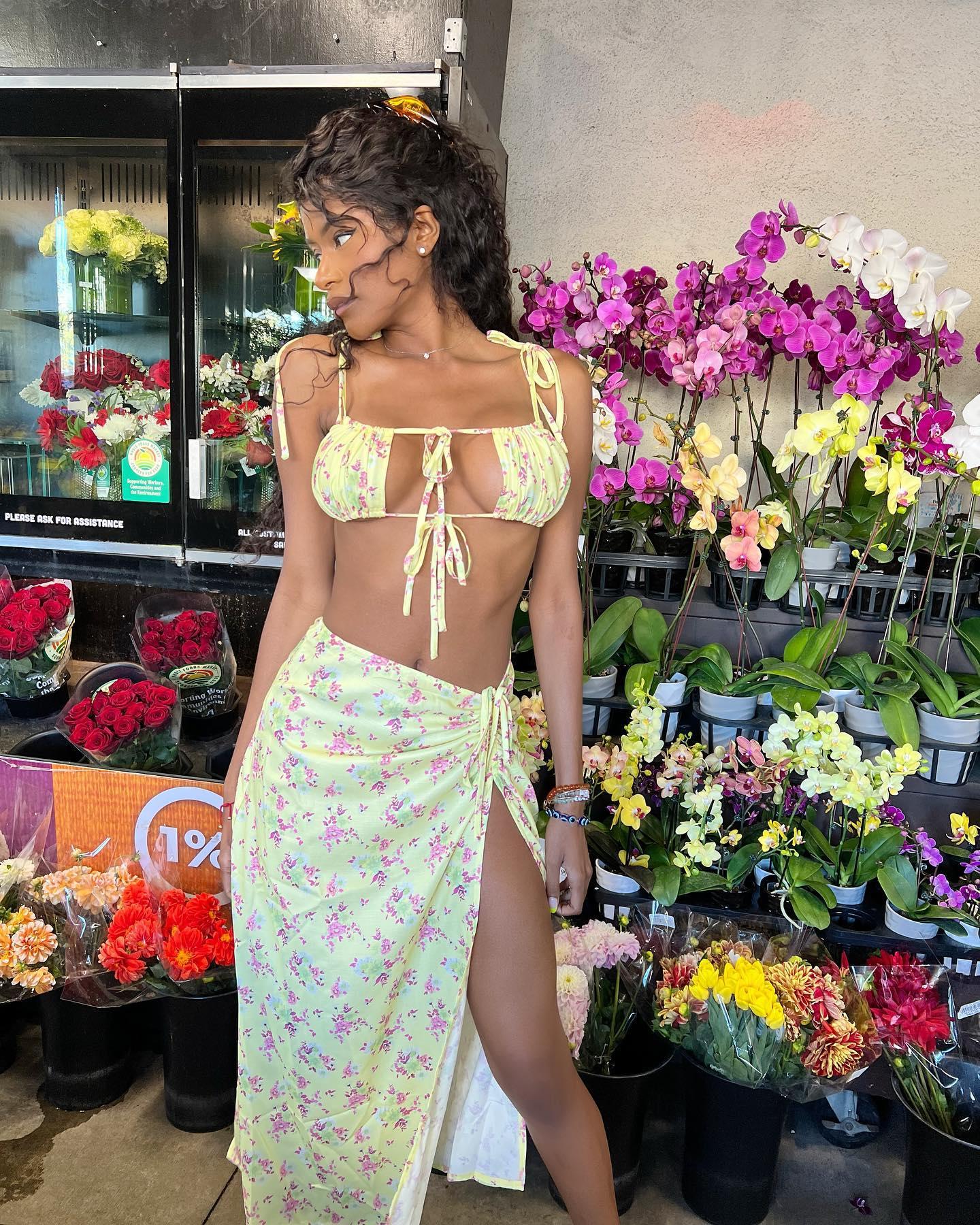 Elle Monae Suns Her Buns In A See-Through Dress