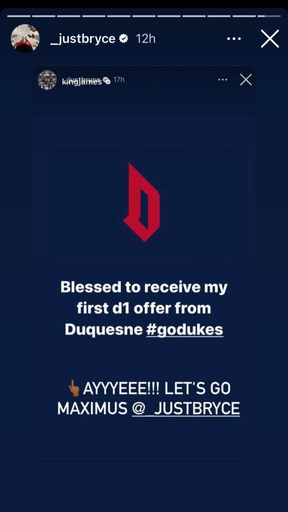 LeBron James' Son Bryce Received His First D1 College Offer