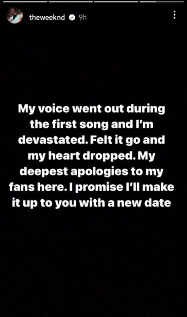 The Weeknd Cancels Show Mid-Song After Losing Voice The Weeknd Cancels Show Mid-Song After Losing Voice