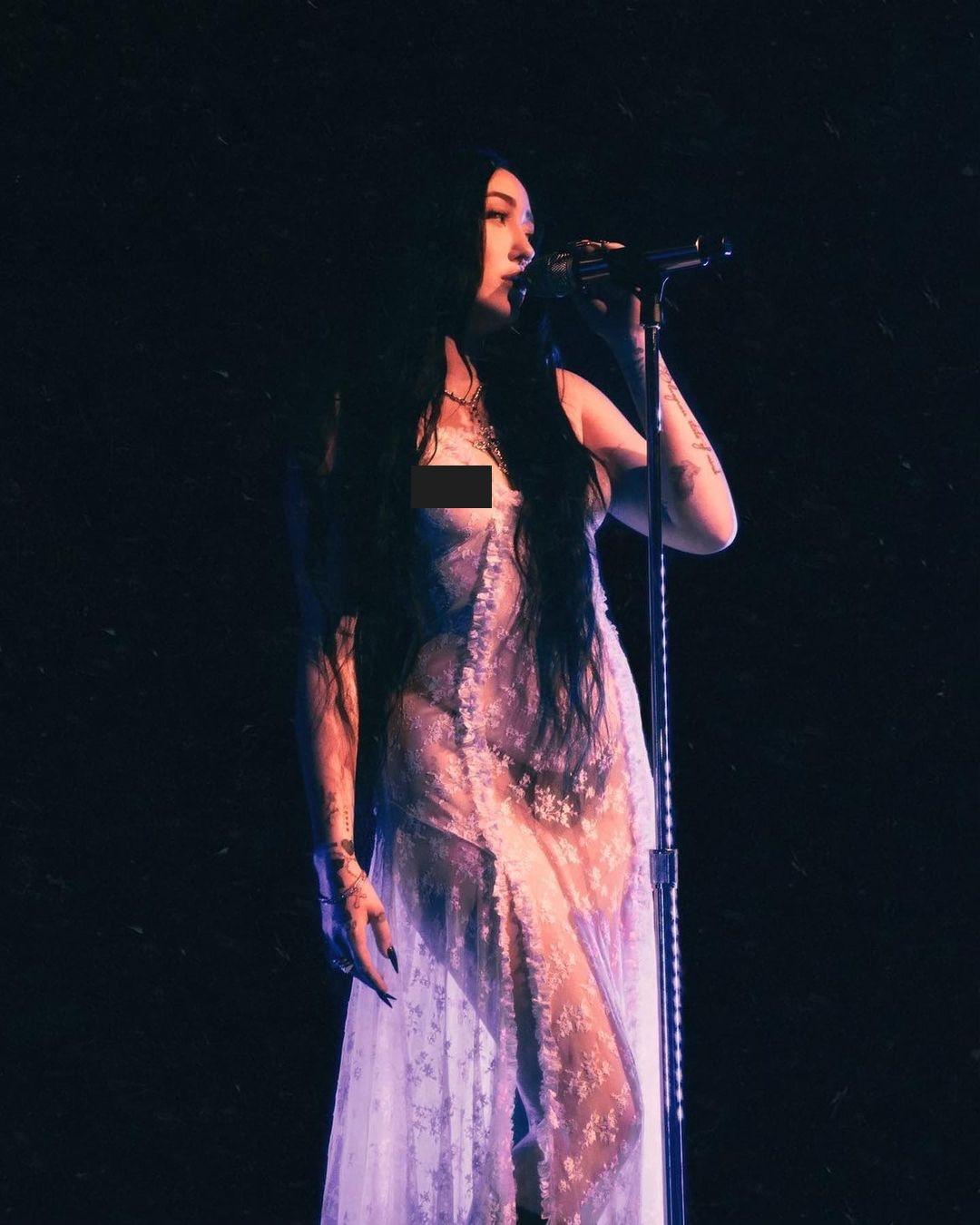 Noah Cyrus Takes The Stage While Braless In Her Sheer Dress