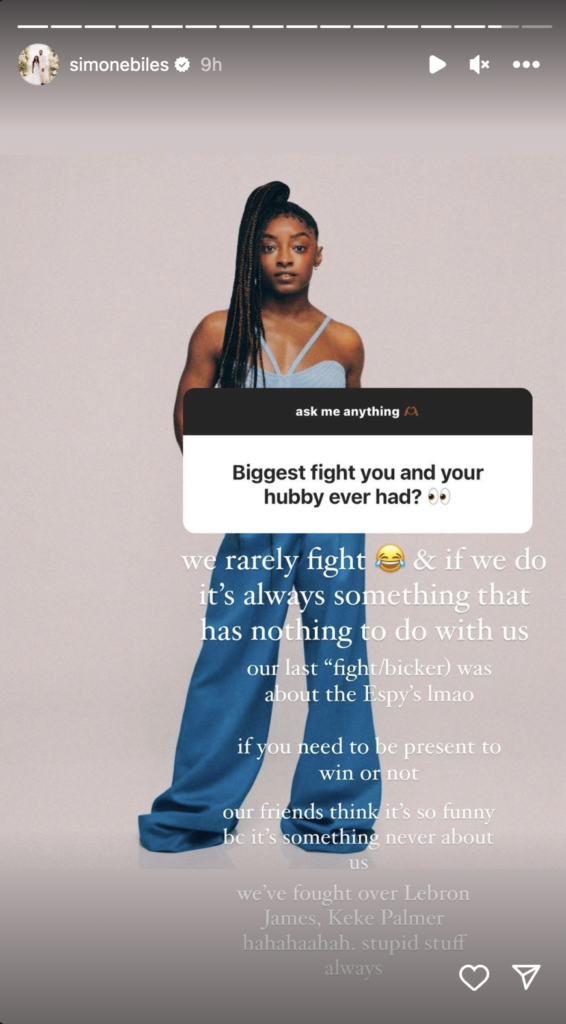 Simone Biles Gets Candid About 'Biggest Fight' With Husband