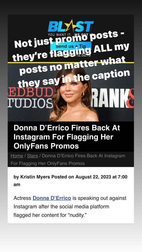 Donna D’Errico Fires Back At Instagram For Flagging Her OnlyFans Promos