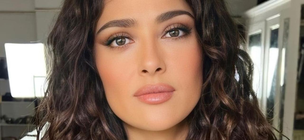 Salma Hayek In Plunging Bikini Asked If 'They're Real' From Pool