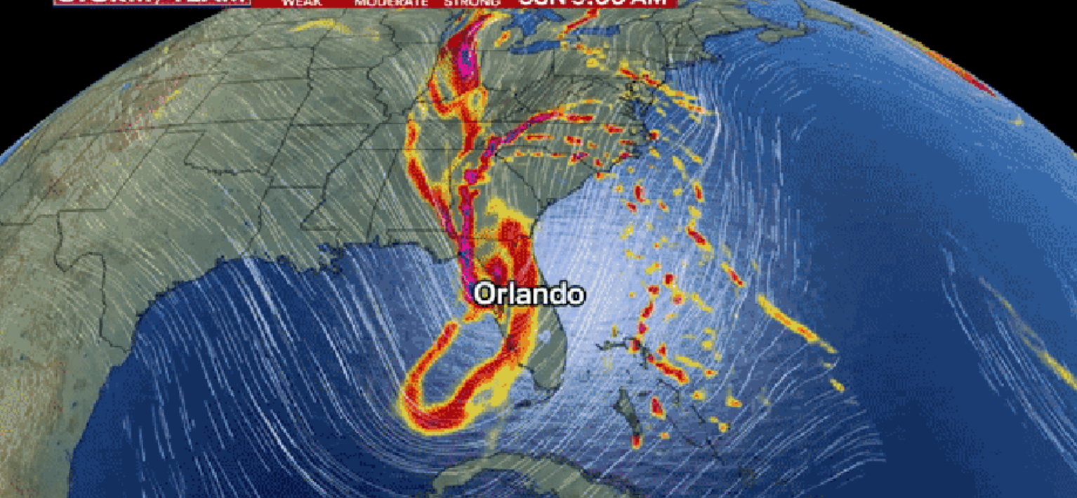 Tropical Storm With Tornados Headed Directly For Disney World
