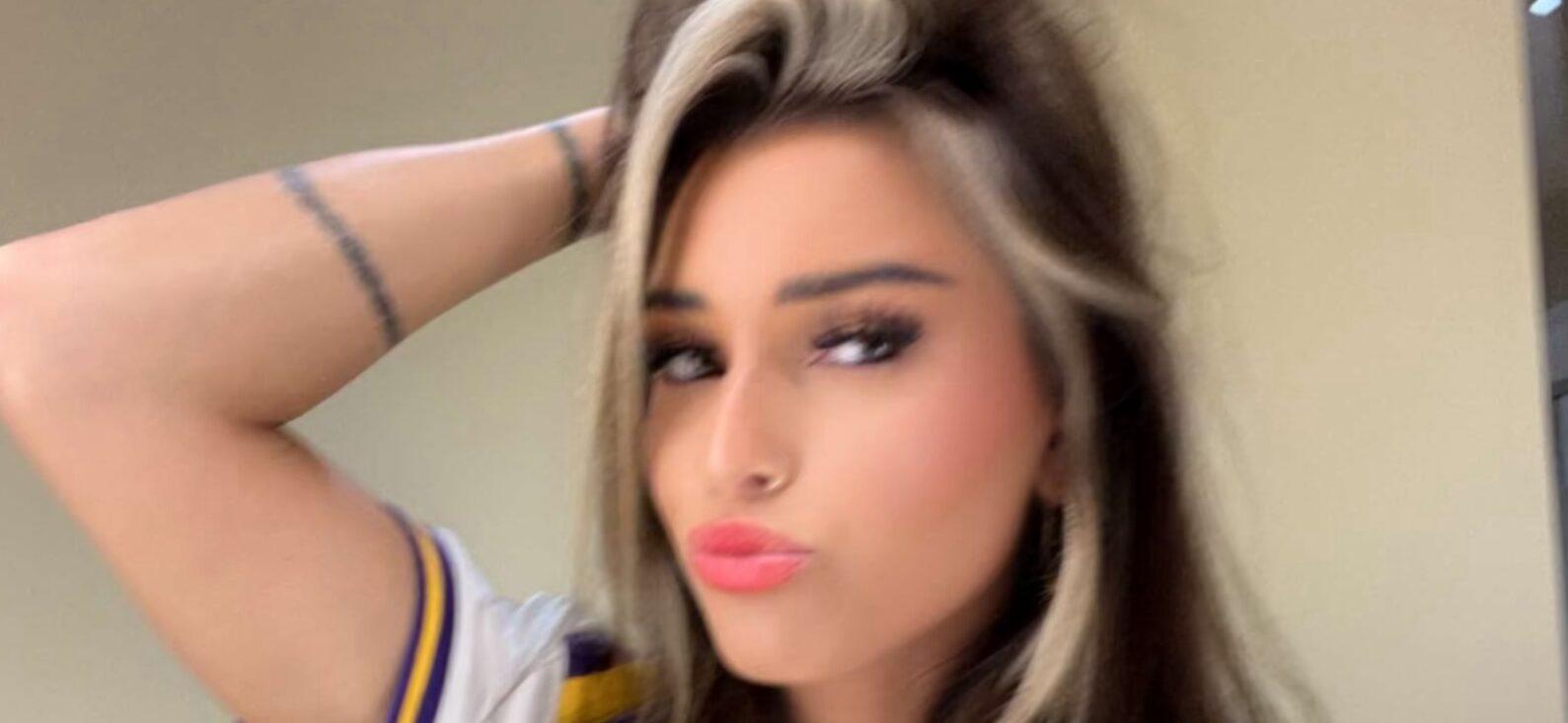 Gymnast KJ Johnson In Oversized LSU Jersey Enjoys 'Game Day'