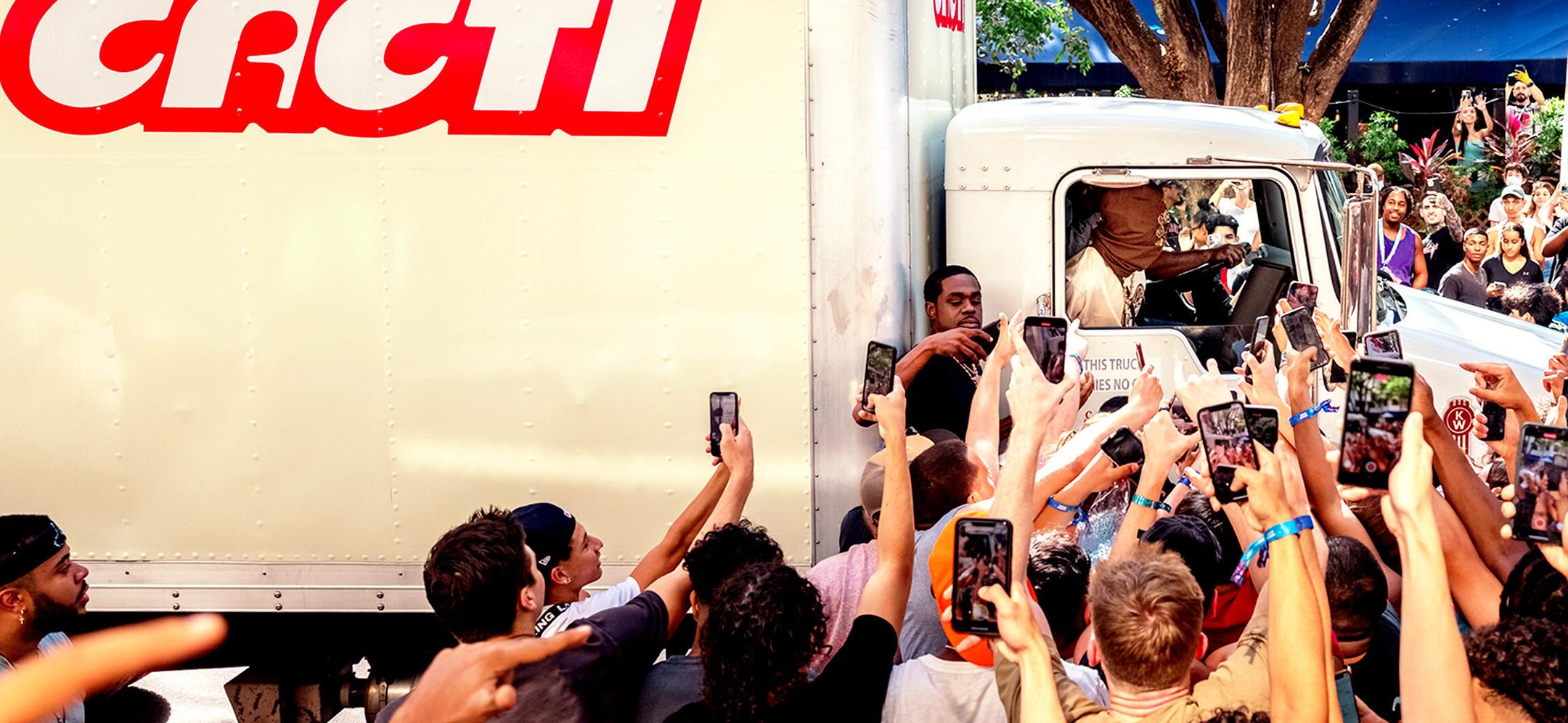 Travis Scott Mobbed In Miami In CACTI Truck Ahead Of Rolling Loud