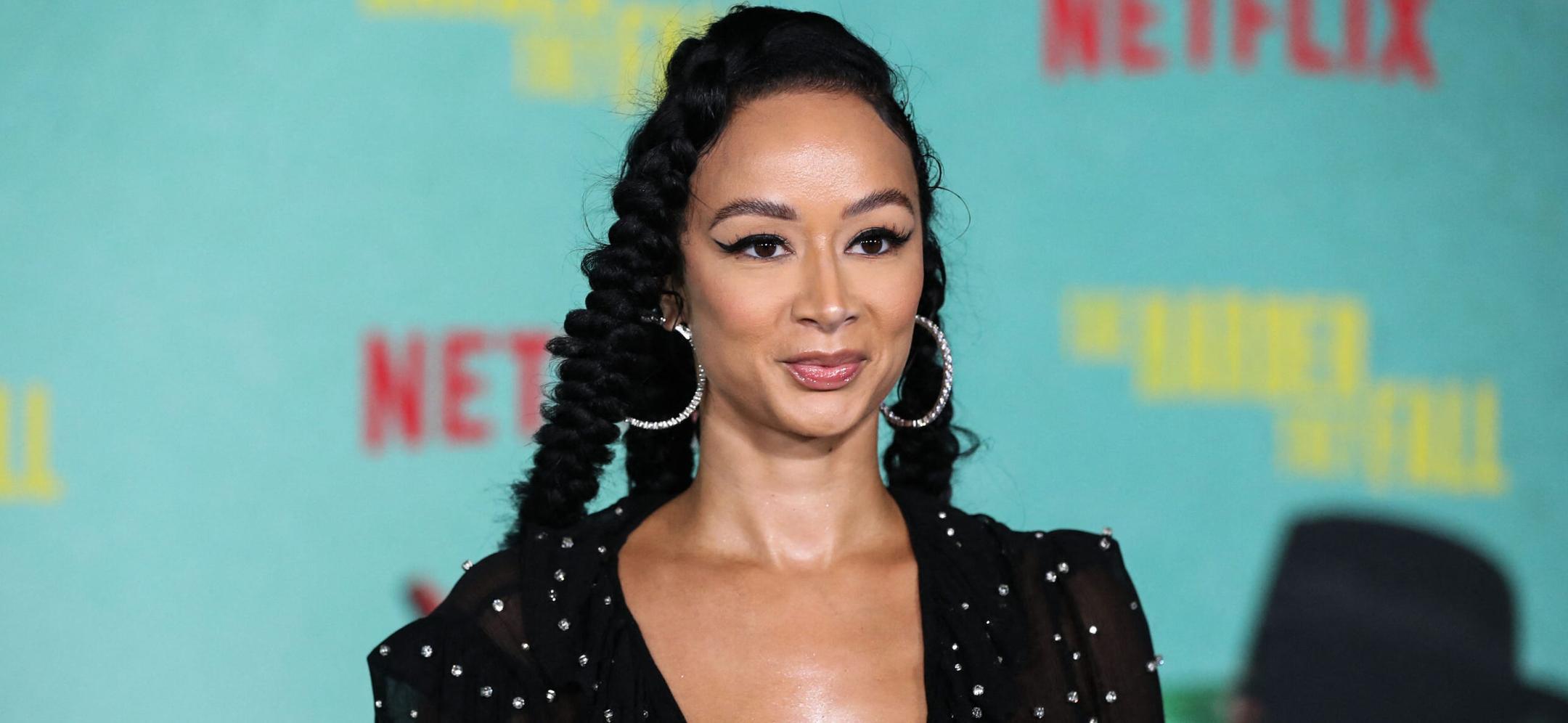 Draya Michele In Her Tiny Crochet Bikini Gets Wet In Outdoor Shower