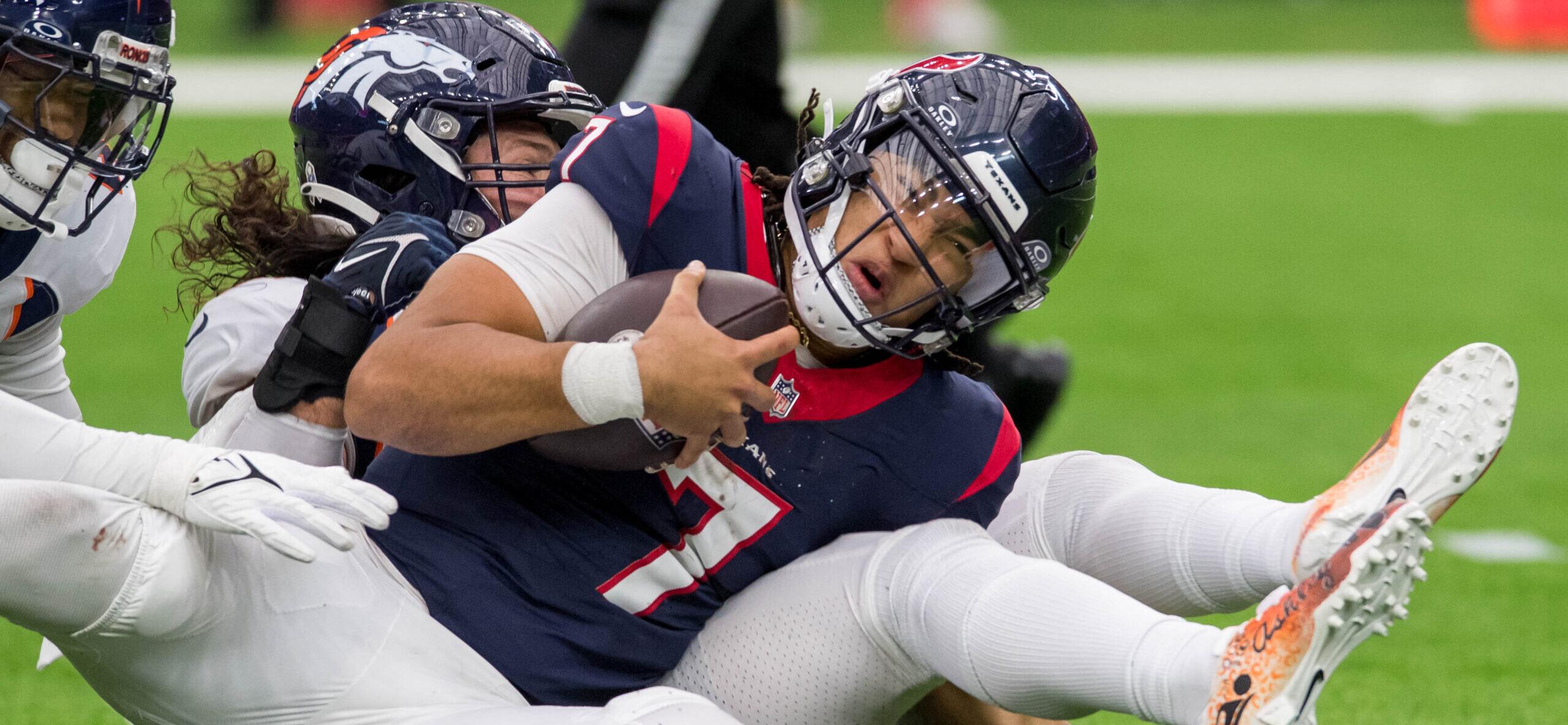 Texans' C.J. Stroud Takes Hard Hit, Remains Down On NFL Field