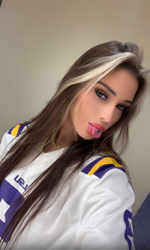 Gymnast KJ Johnson In Oversized LSU Jersey Enjoys 'Game Day'