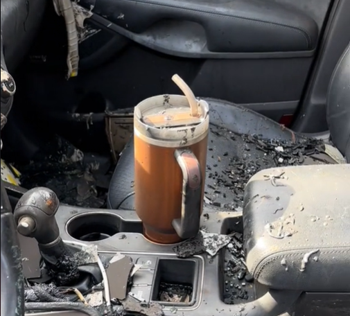 Woman's Car Gets Replaced By Stanley Company After Cup Survives Car Fire