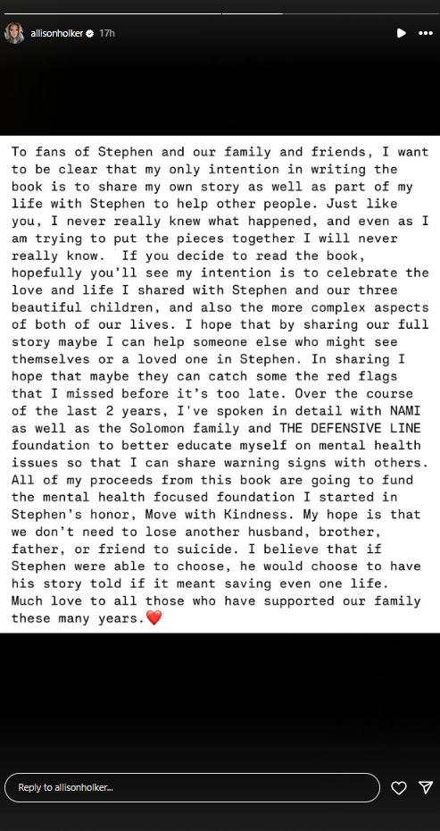 Allison Holker Reveals Why She Wrote Memoir In Lengthy Post