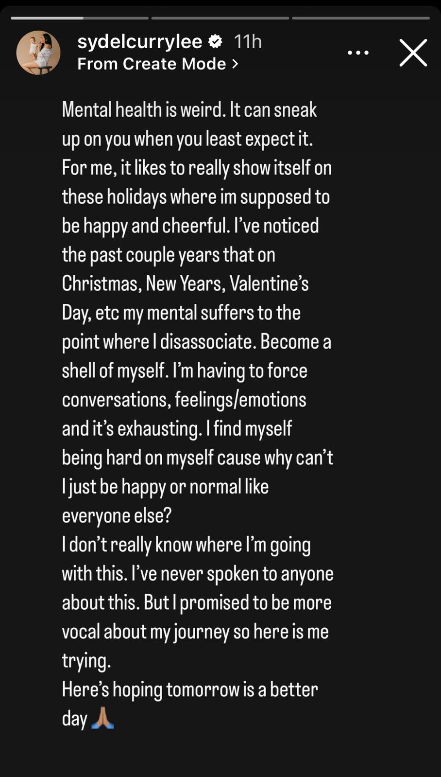 Sydel Curry Lee Shares Mental Health Journey With Social Media
