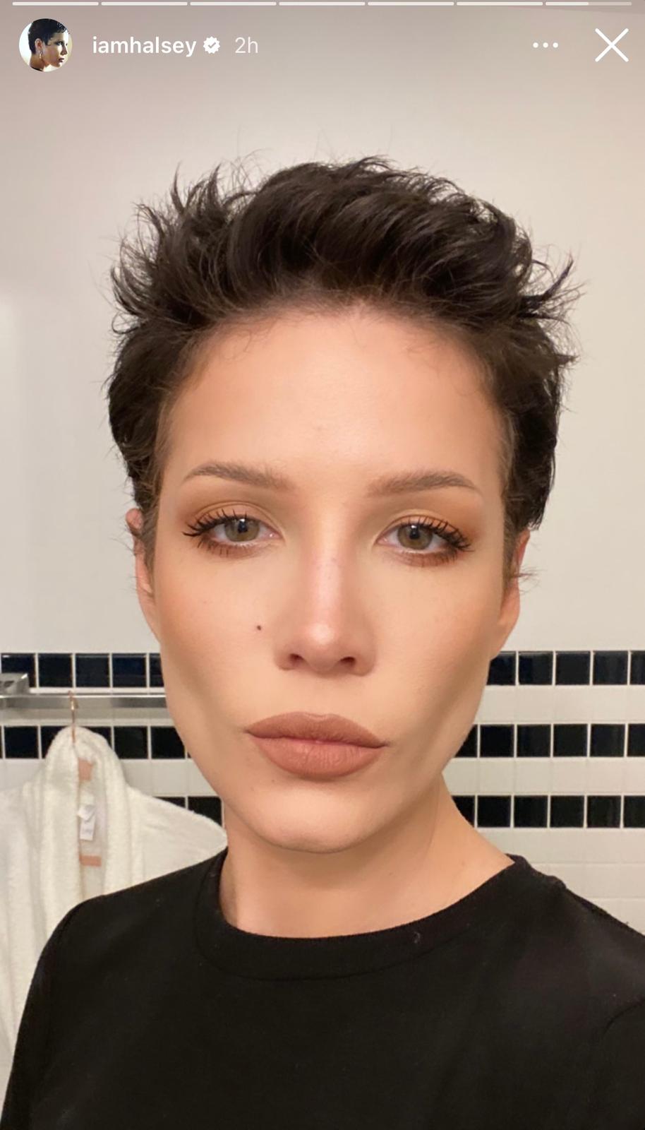 Halsey's Flaunts Impeccable Jawline & Facial Features In Striking Selfie