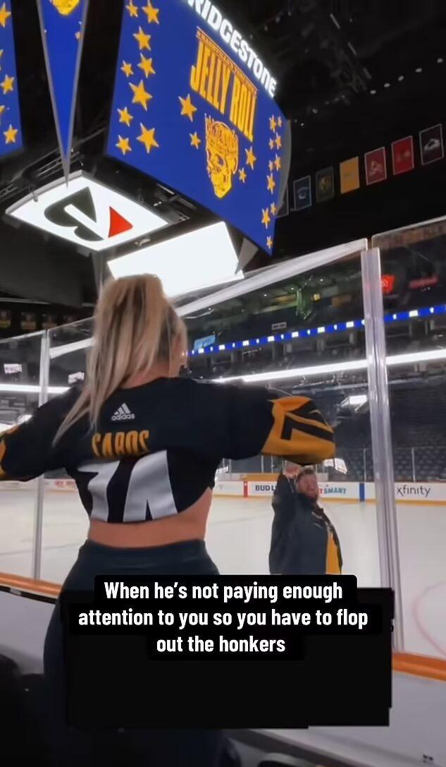 Jelly Roll Reacts As Wife Bunnie XO Bares All At Hockey Game