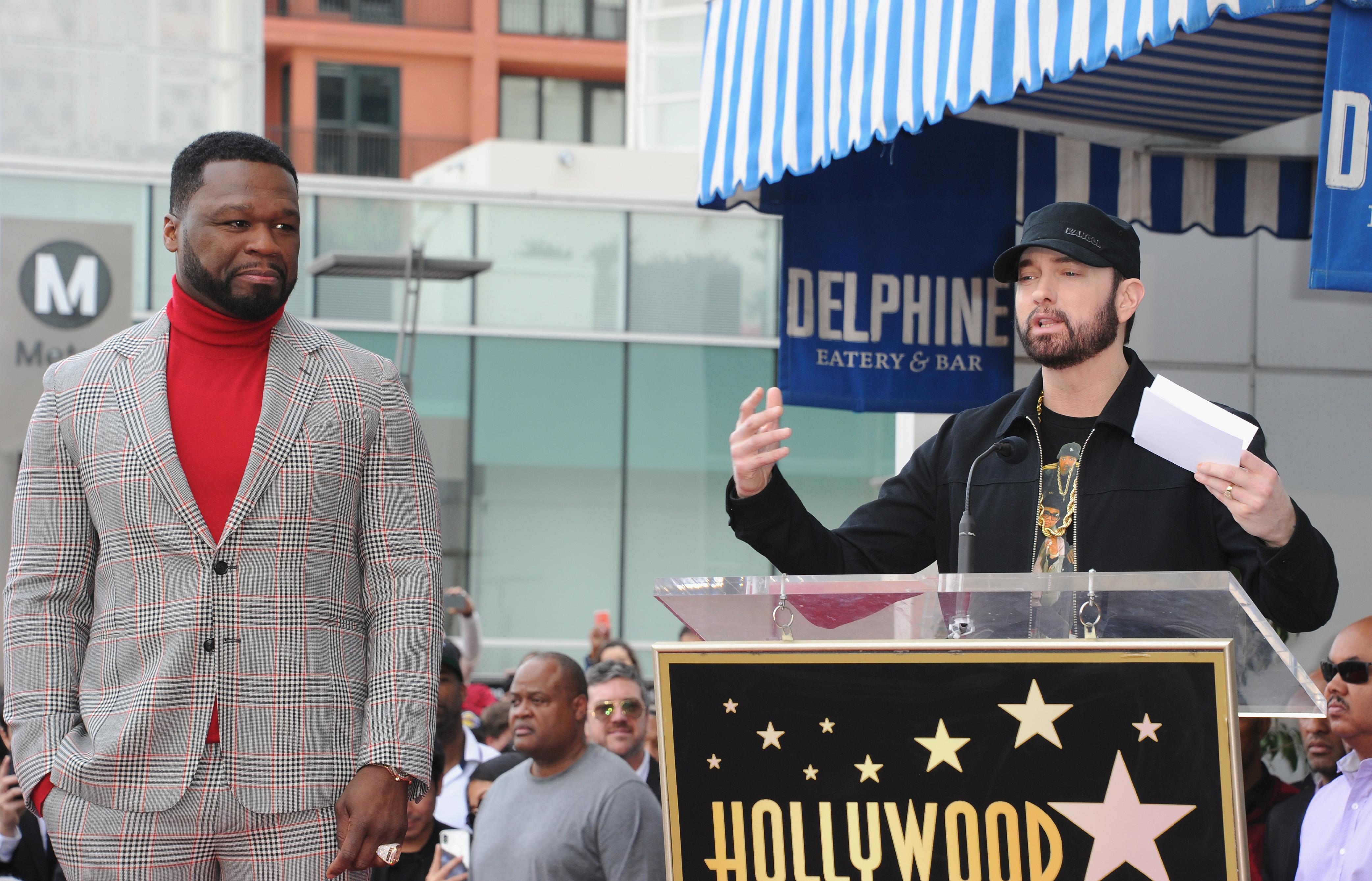 Eminem Gives Heartfelt Speech At 50 Cent's Hollywood Walk of Fame ...